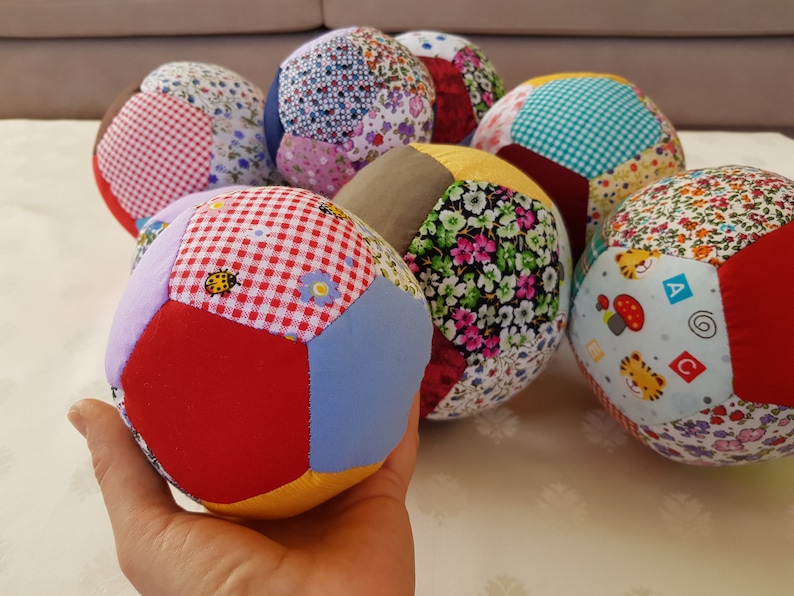 Colorful Patchwork Balls for Baby, Stuffed Fabric Ball, Hand Sewn Soft Baby Toys, Cotton Fabric ...