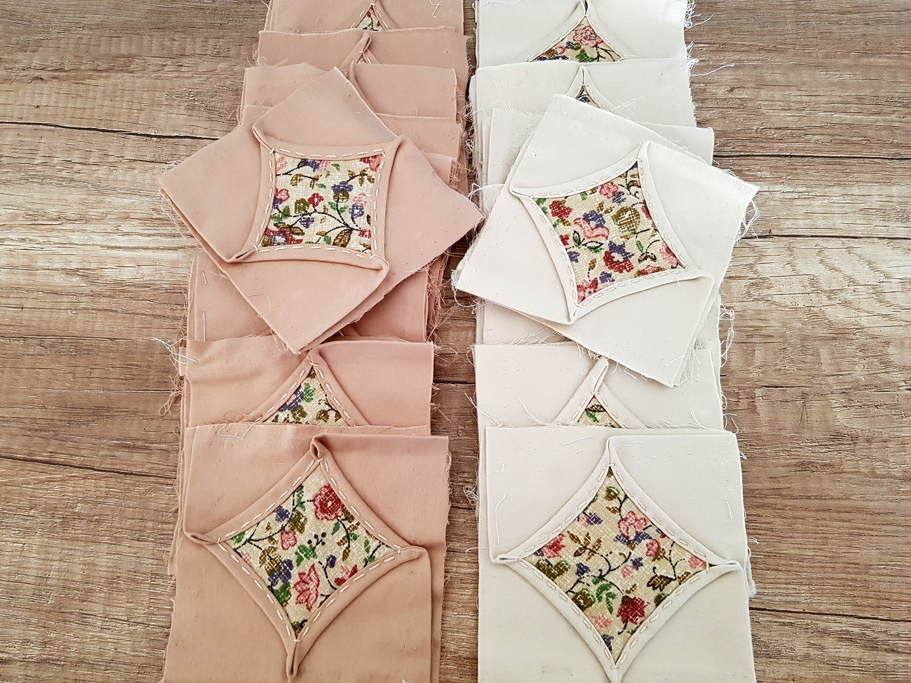 Set of 18 Pre Cut & Cathedral Window Square Quilt Blocks, Patchwork ...