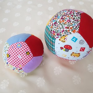 Colorful Patchwork Balls for Baby, Stuffed Fabric Ball, Hand Sewn Soft ...