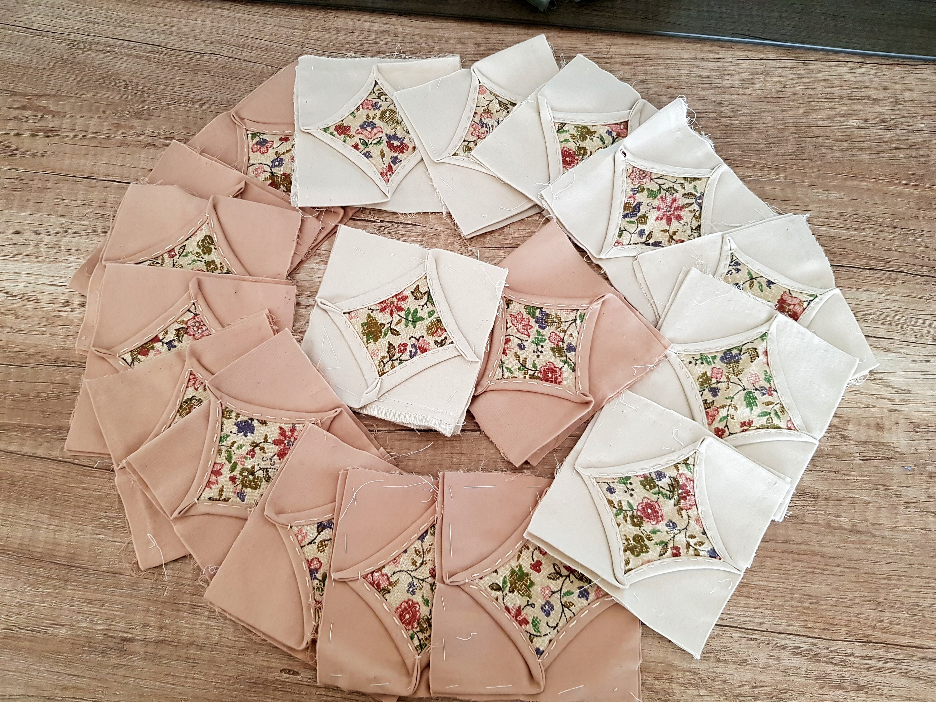 Set of 18 Pre Cut & Cathedral Window Square Quilt Blocks, Patchwork ...