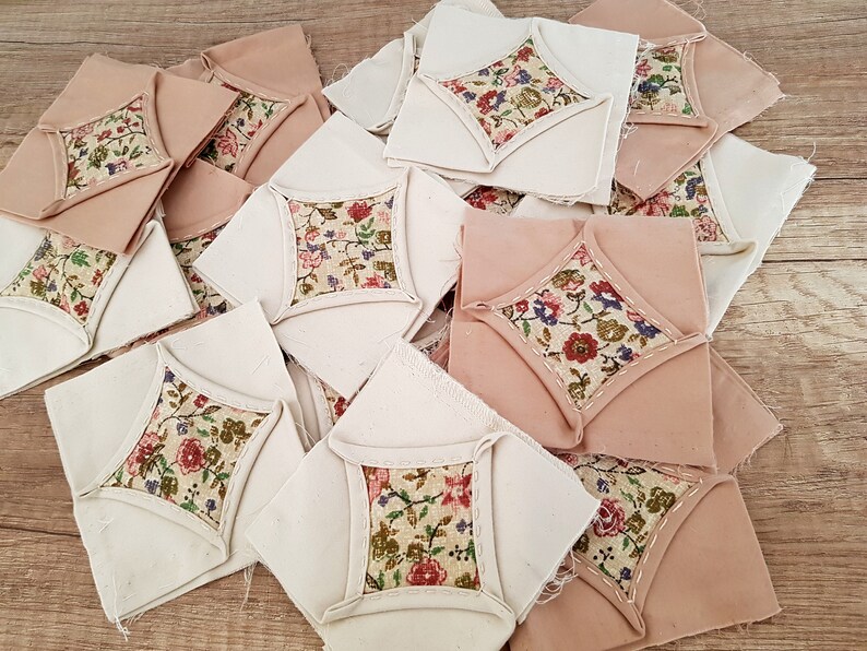 Set of 18 Pre Cut & Cathedral Window Square Quilt Blocks, Patchwork ...