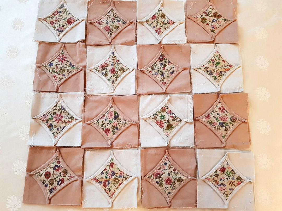 Set of 18 Pre Cut & Cathedral Window Square Quilt Blocks, Patchwork ...