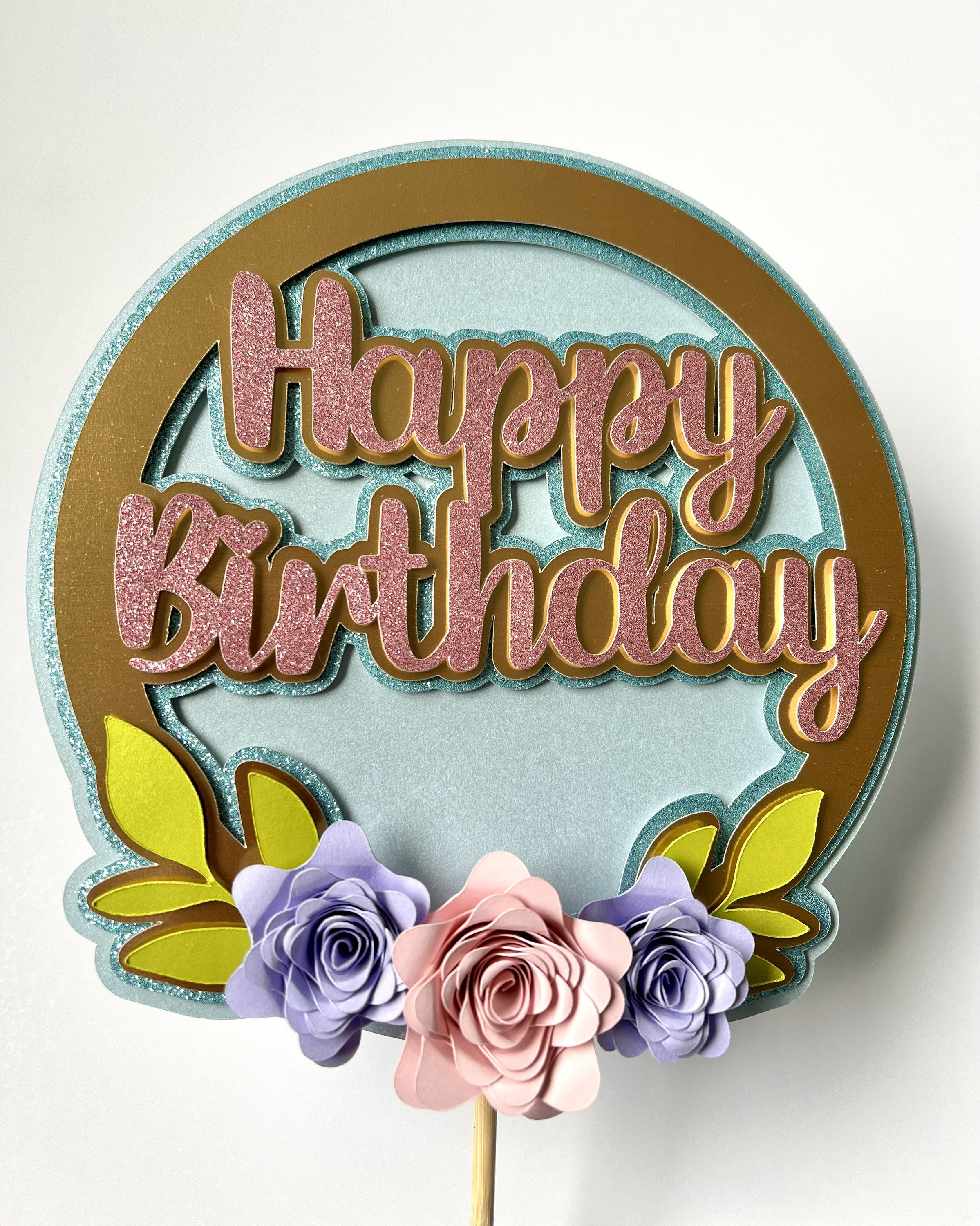 Custom Floral Birthday Cake Topper, Garden Cake Topper, Flower Birthday ...