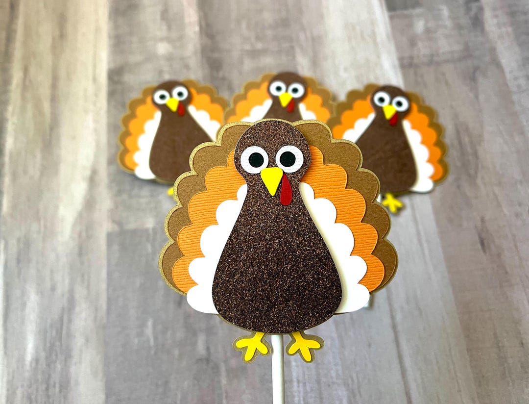 Thanksgiving Turkey Cupcake Toppers, Our Little Turkey is One, Little ...