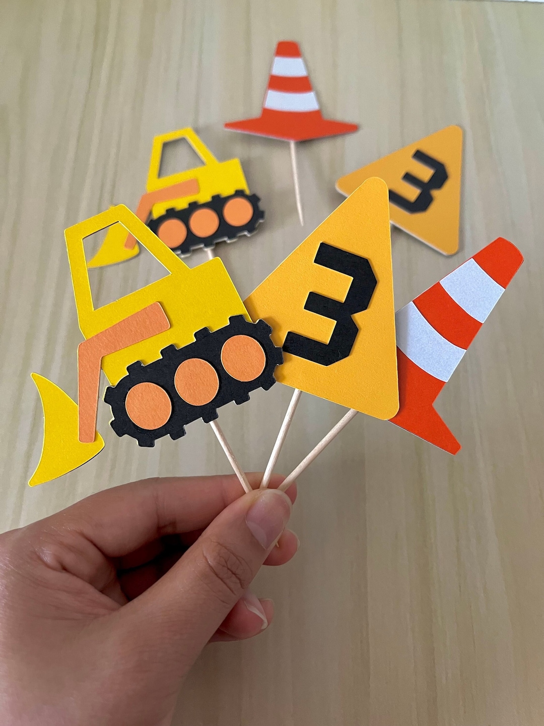 Under Construction Birthday Party Cupcake Toppers, Builder Theme ...