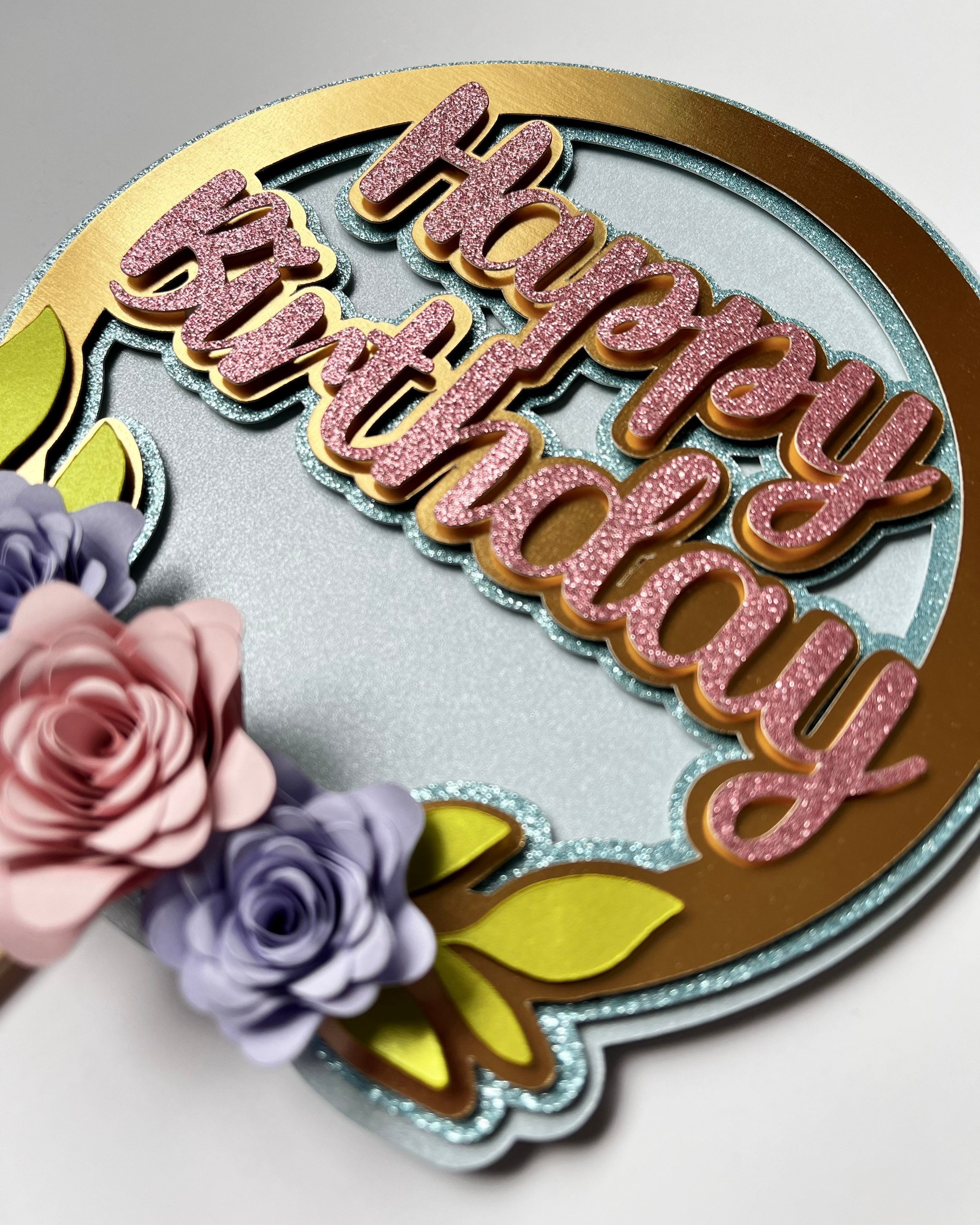 Custom Floral Birthday Cake Topper, Garden Cake Topper, Flower Birthday ...