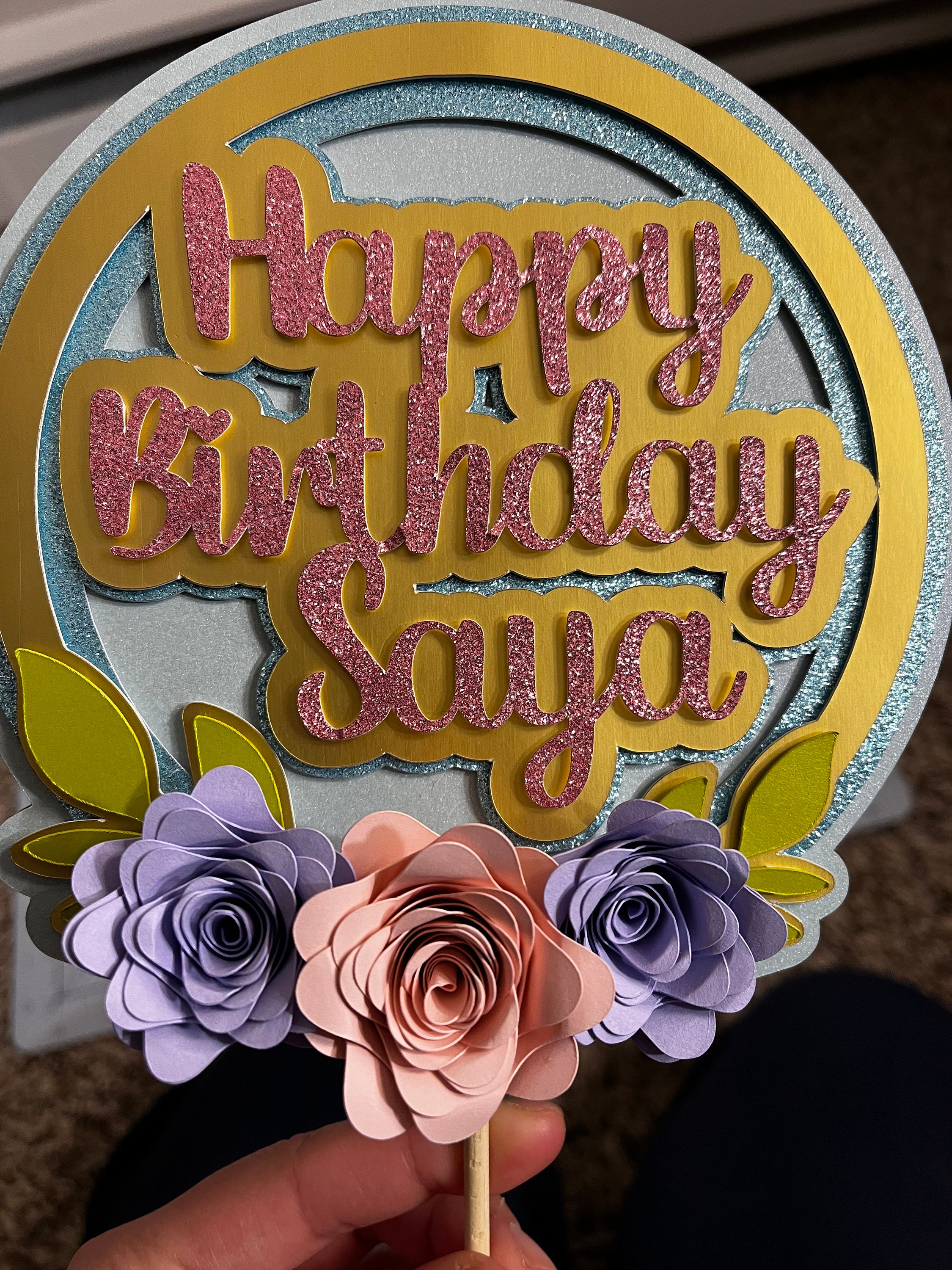 Custom Floral Birthday Cake Topper, Garden Cake Topper, Flower Birthday ...
