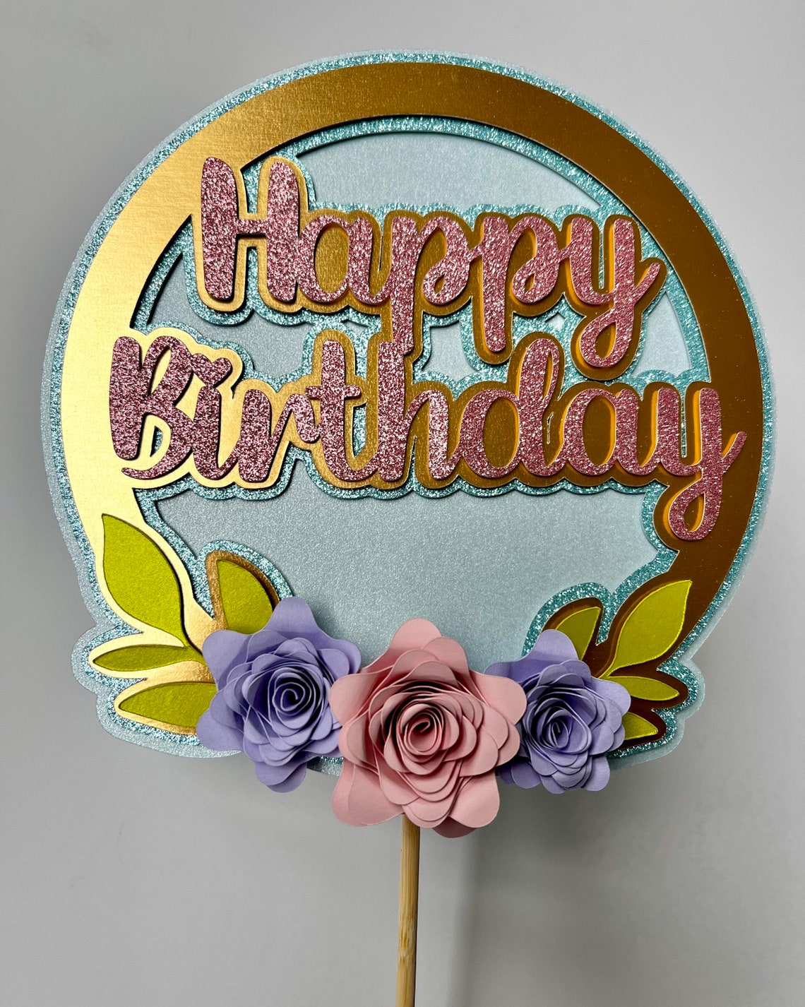 Custom Floral Birthday Cake Topper, Garden Cake Topper, Flower Birthday ...