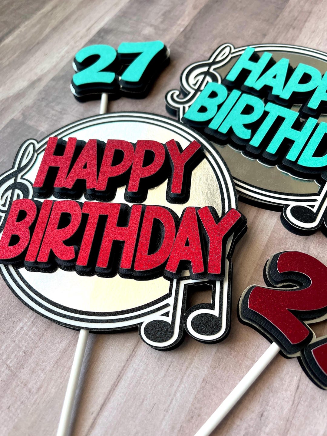 Music Birthday Cake Topper, Music Lover Topper, Music Note Theme Party ...