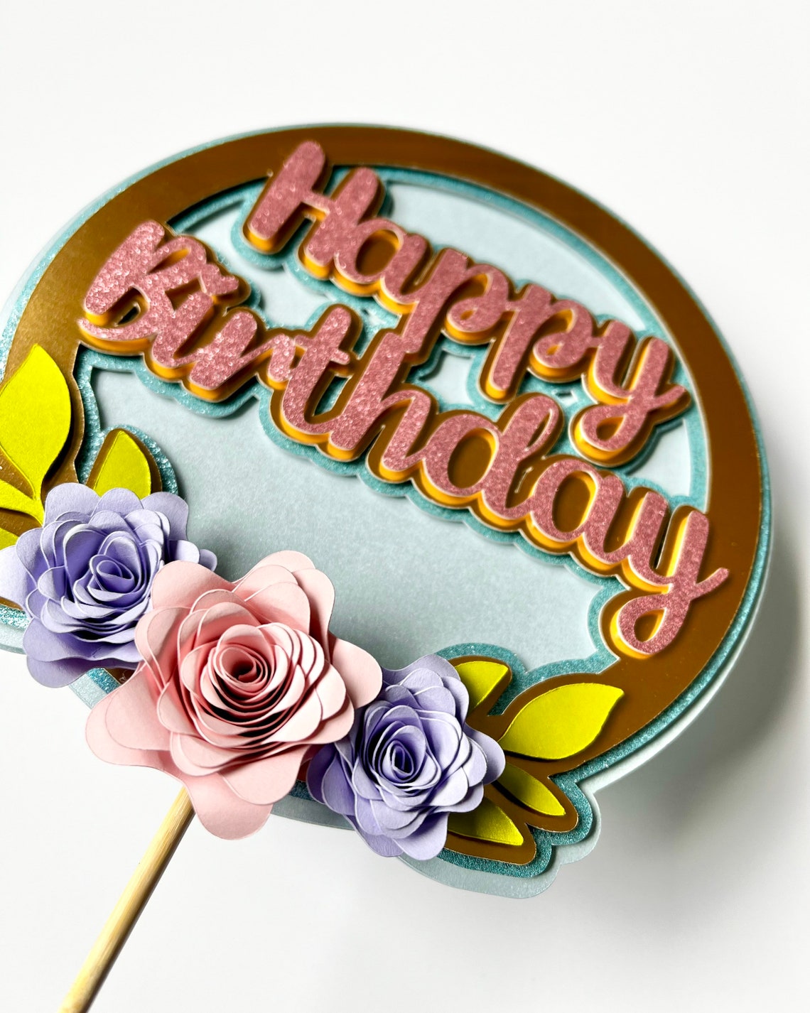 Custom Floral Birthday Cake Topper, Garden Cake Topper, Flower Birthday ...
