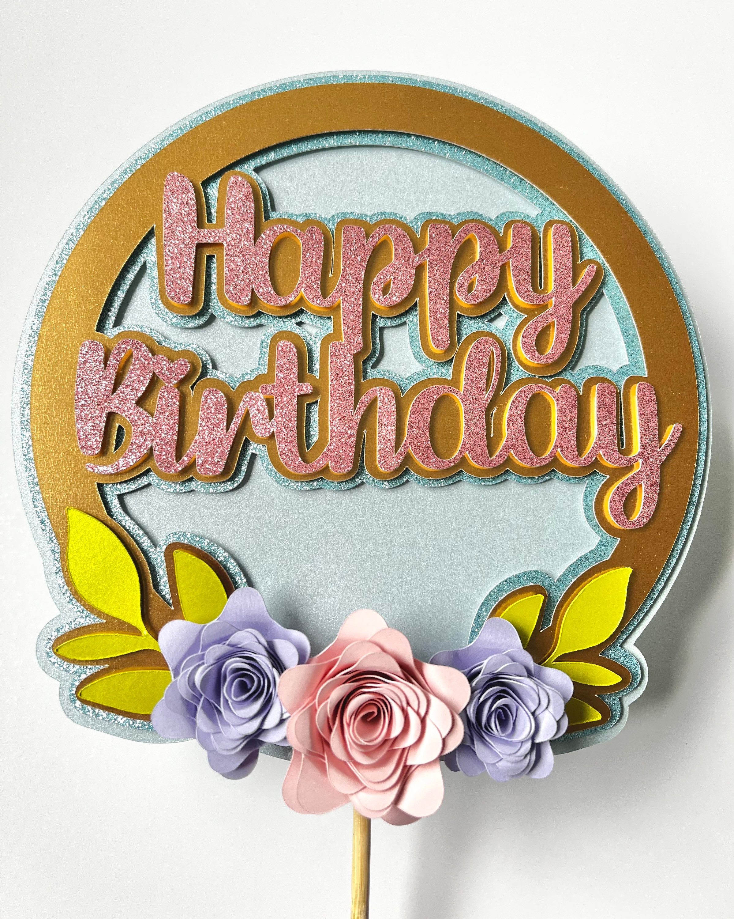 Custom Floral Birthday Cake Topper, Garden Cake Topper, Flower Birthday ...