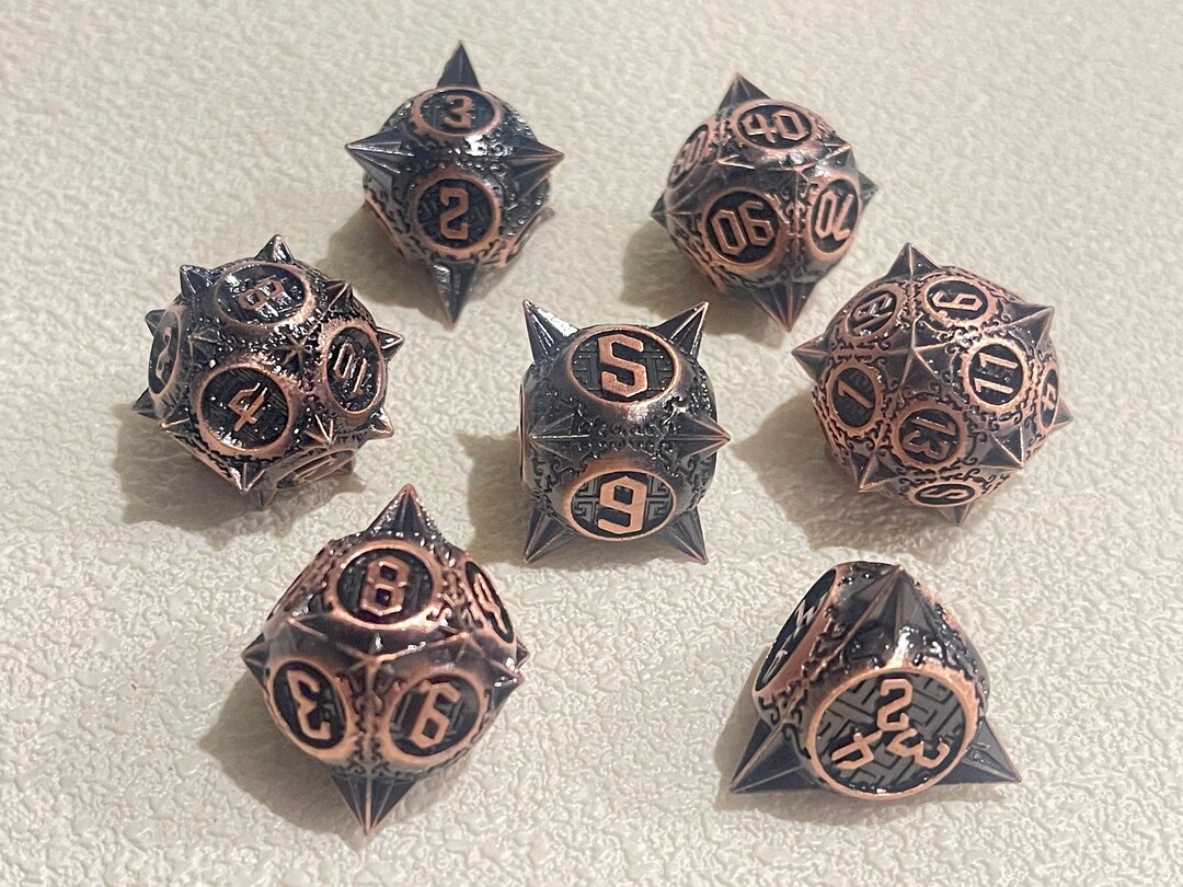 Handmade Metal Dnd Dice Set, Metal D&d Dice Set for Tabletop Games ...