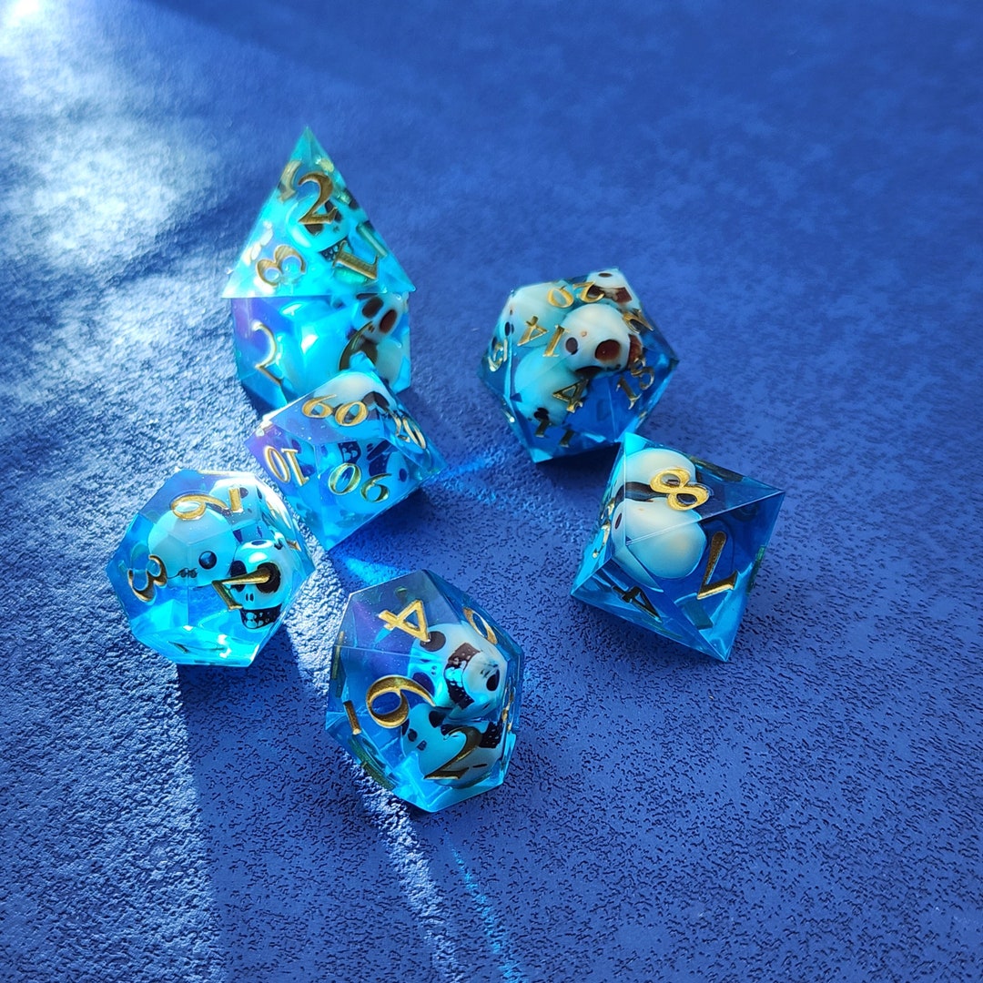 Skeleton Dnd Dice Set, Sharp Edge Resin Glitter Dice Set, Dungeons and ...