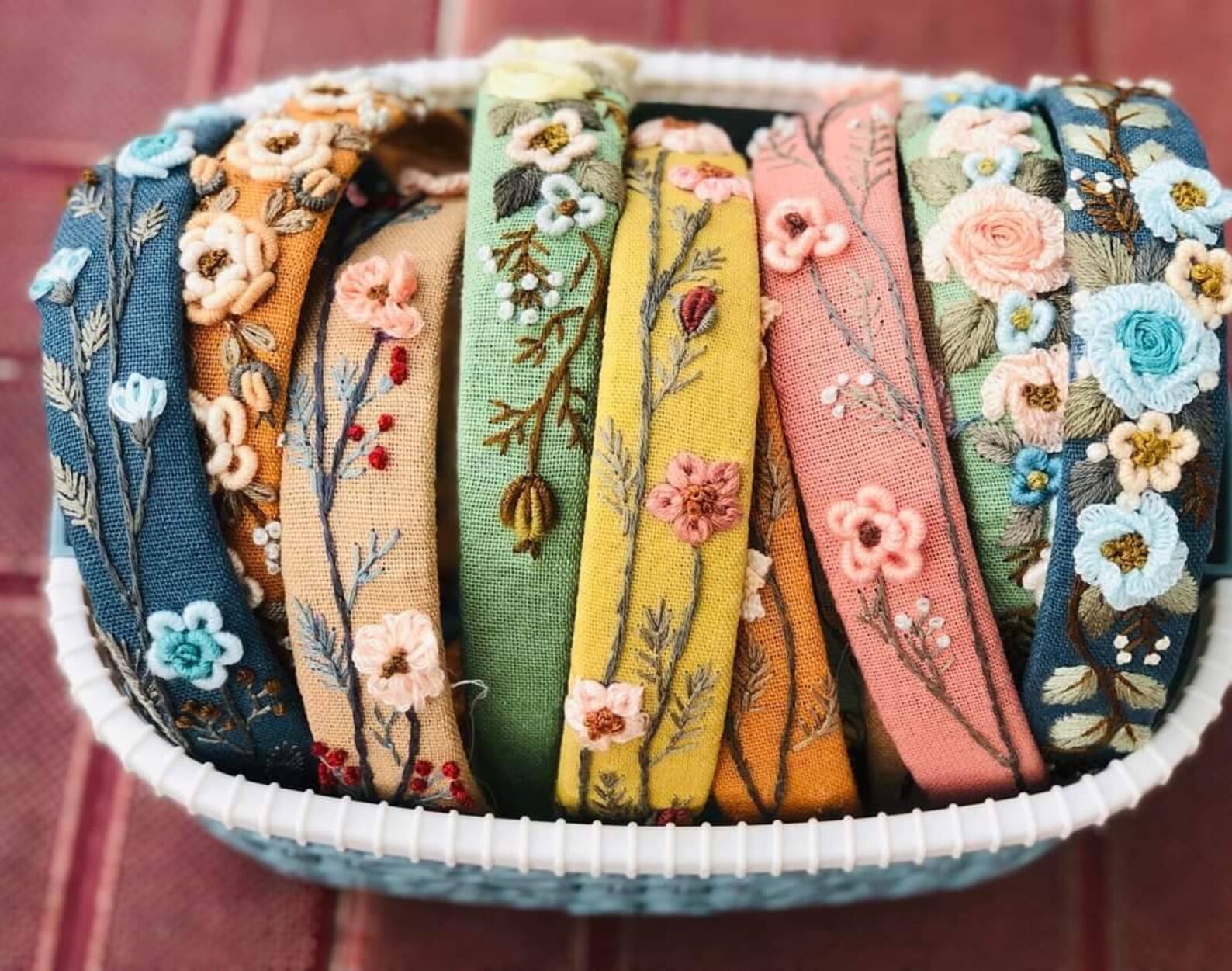 Floral Embroidered Headband Linen Turban Cute Embroidery - Etsy