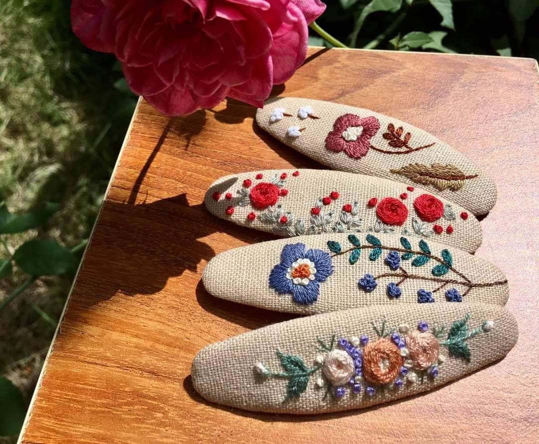 Flower Garden Embroidered Hair Barrettes for Women Girl, Spring Summer ...