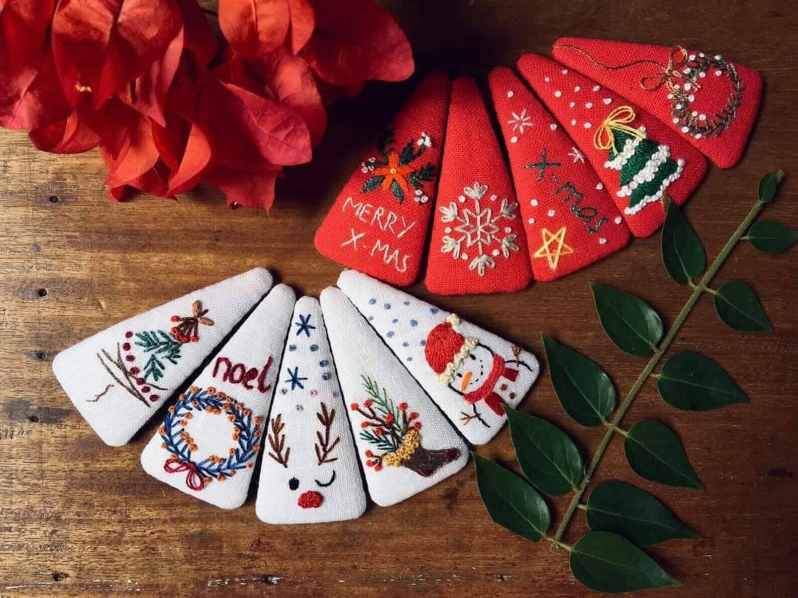 Christmas Hair Clip Embroidery, Xmas Hair Barrette, Cute Handmade Hair ...