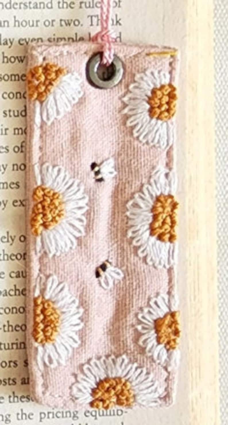 Floral Embroidered Bookmark Cute Handmade Flower Bookmark - Etsy UK