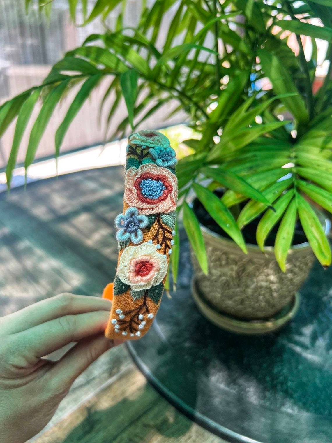 Floral Embroidered Headband Linen Turban Cute Embroidery - Etsy