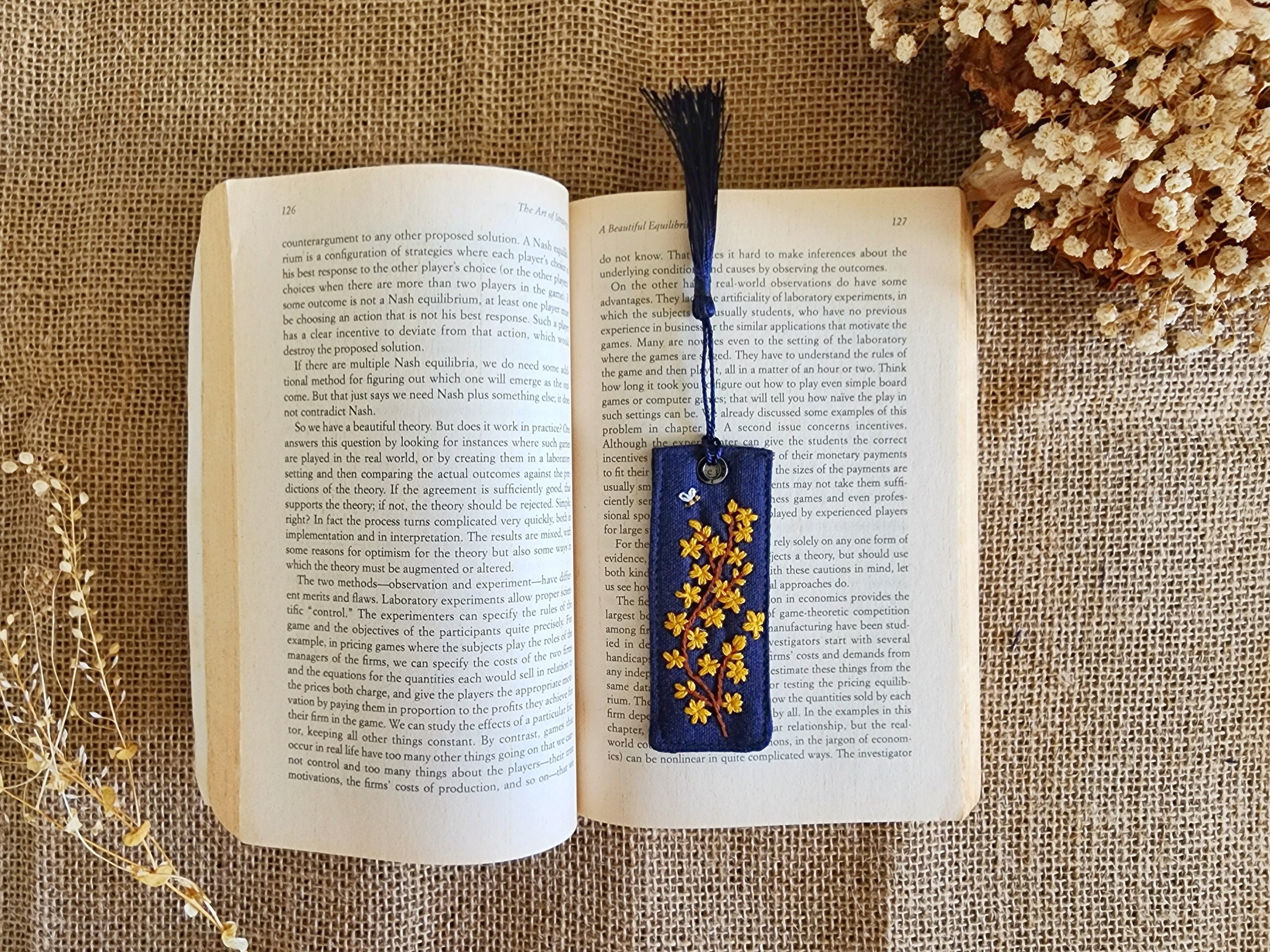 Floral Embroidered Bookmark Cute Handmade Flower Bookmark - Etsy UK