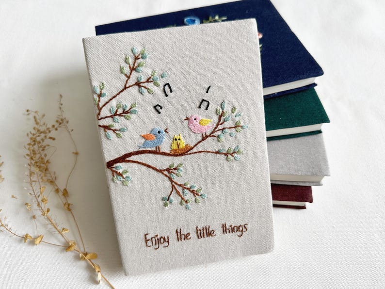 Handmade Notebook With Cute Embroidery & Inspirational Quote, Unique ...