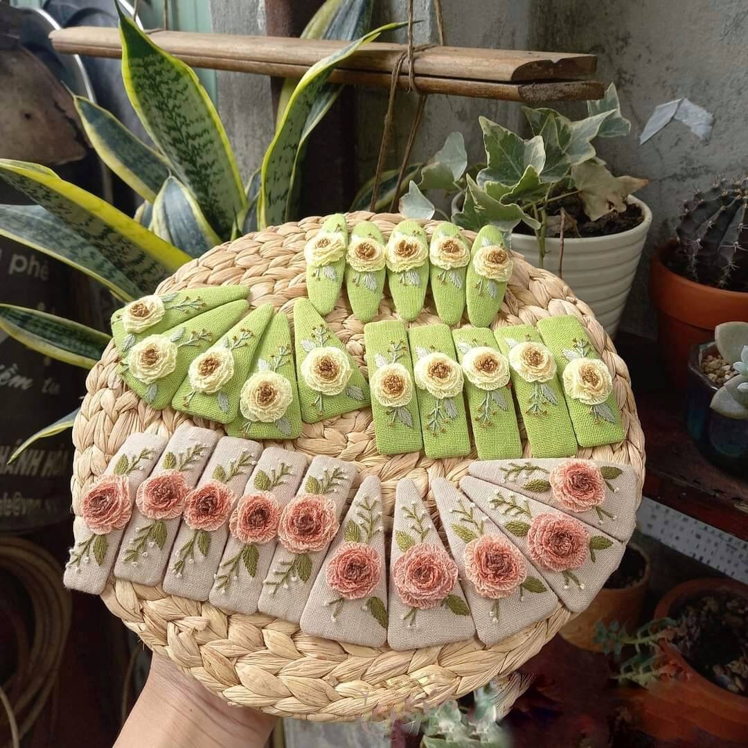 3D Rose Embroidered Hair Barrettes for Women Girl, Embroidered Hair ...