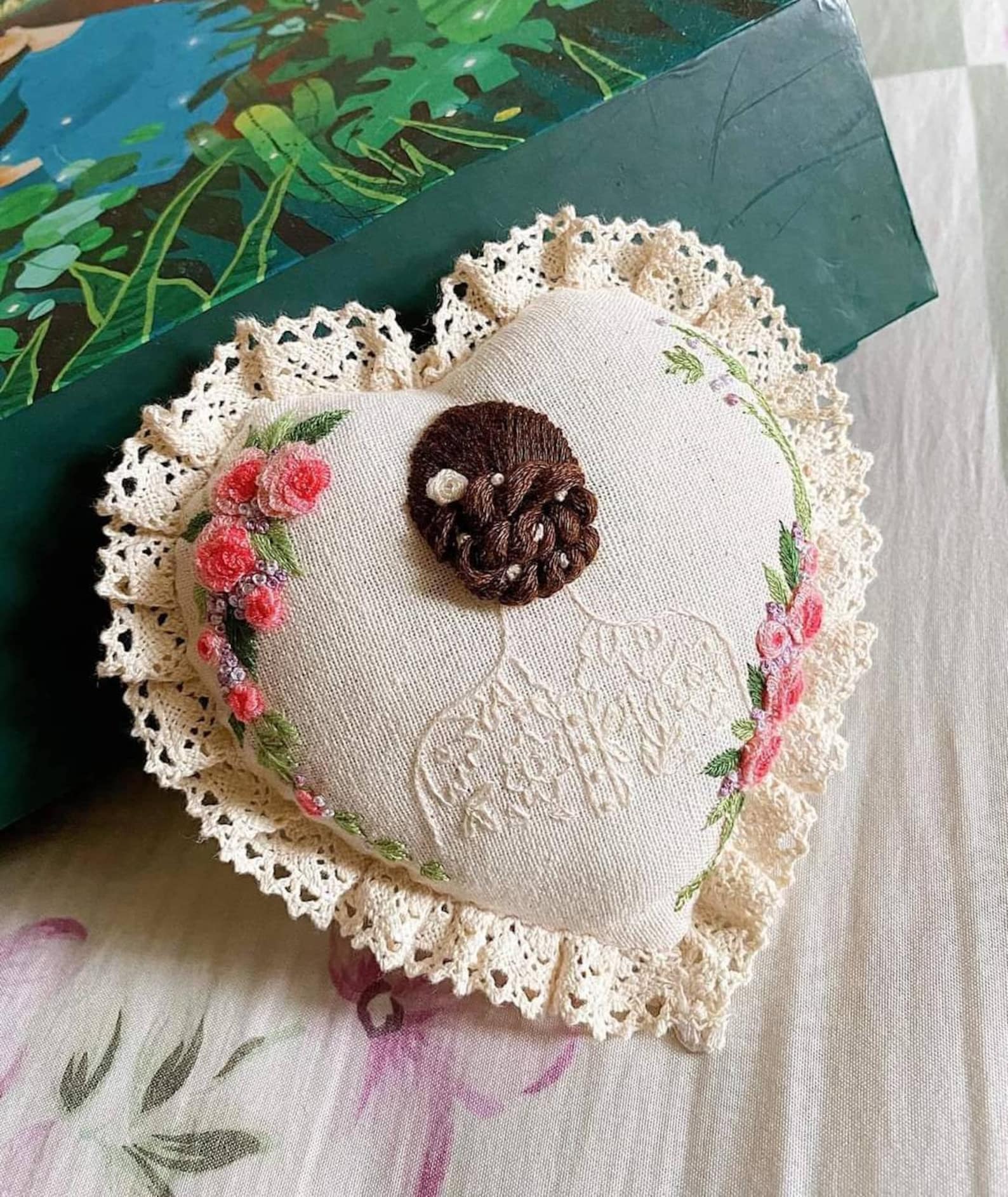 Classy Lady Hand-embroidered Pin Cushion Heart-shaped - Etsy