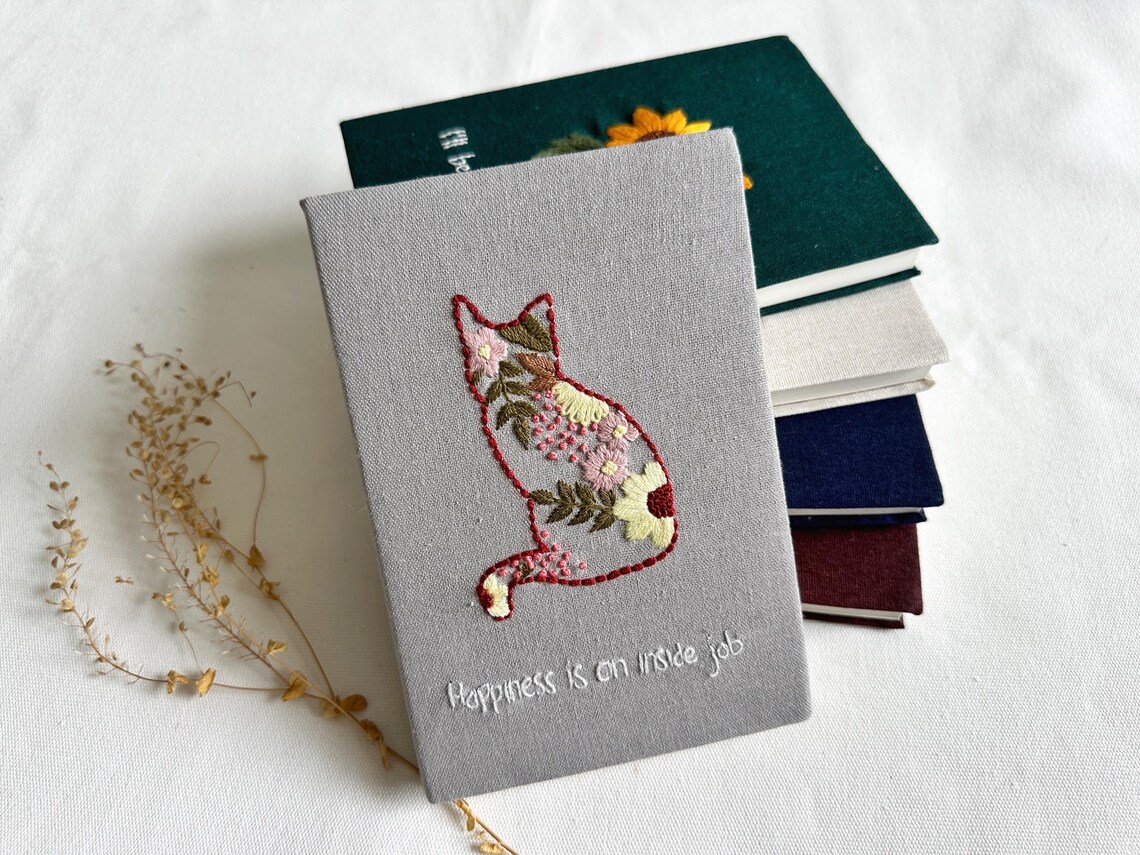 Handmade Notebook With Cute Embroidery & Inspirational Quote, Unique ...