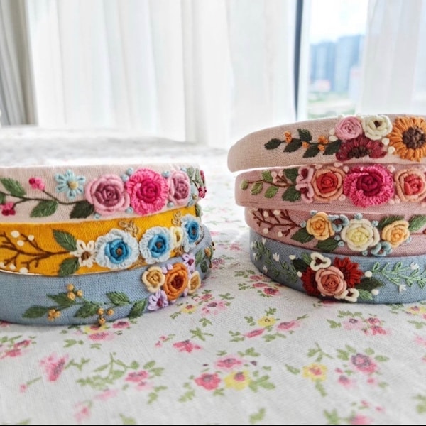 Embroidered Headband - Etsy
