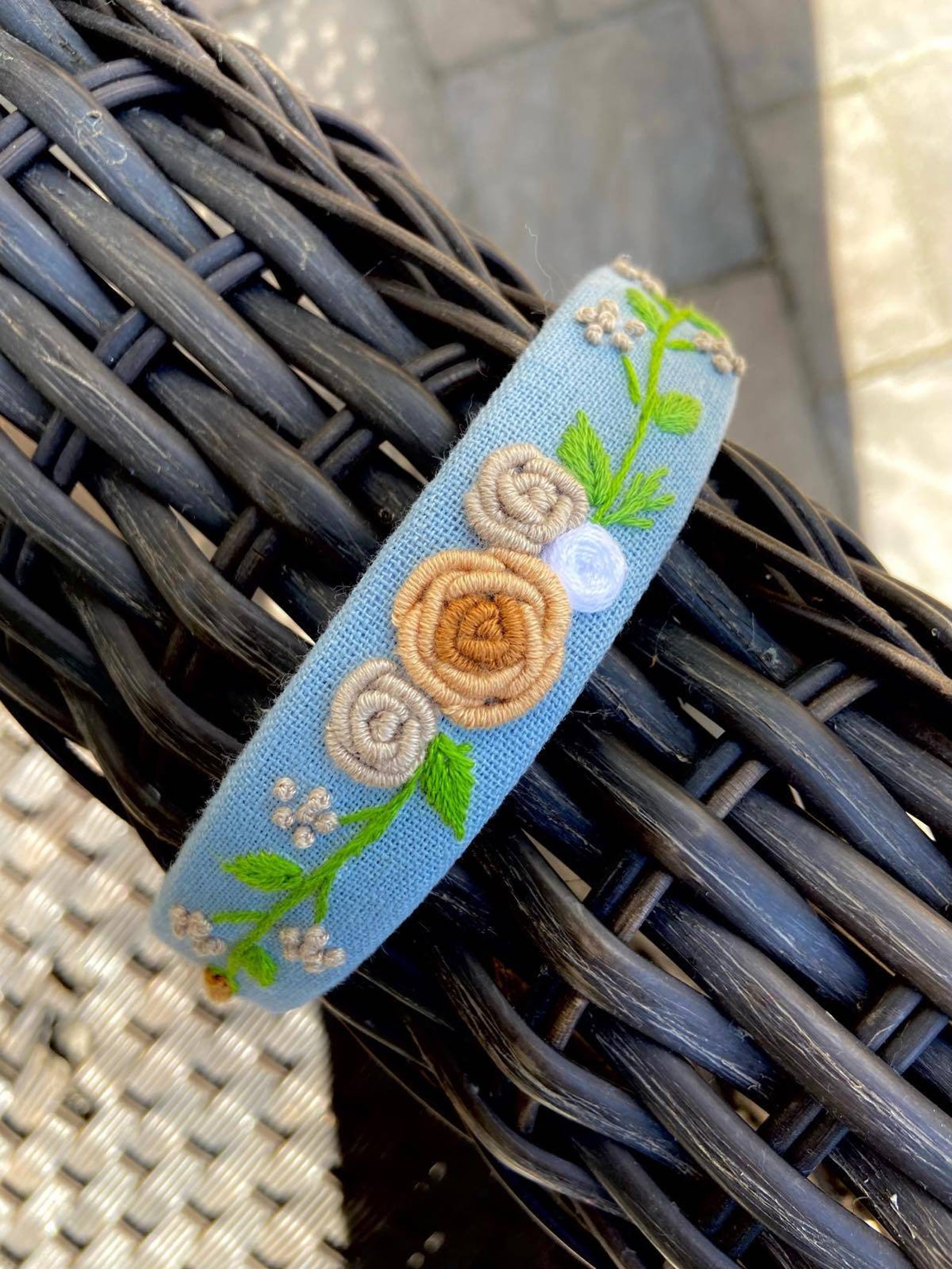 Floral Embroidered Headband Linen Turban Cute Embroidery - Etsy