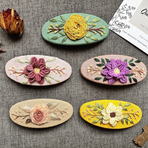 Embroidery Hair Clip - Etsy