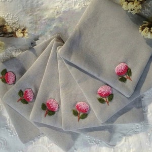 Hydrangea Linen Coaster, Hand Embroidered Coasters Set of 4, Set of 6 ...