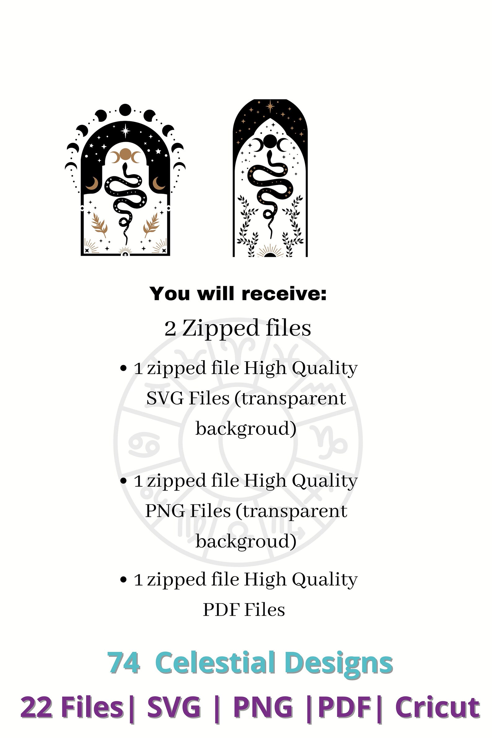 Single Layer Bundle 74 Celestial Designs SVG Zodiac SVG - Etsy