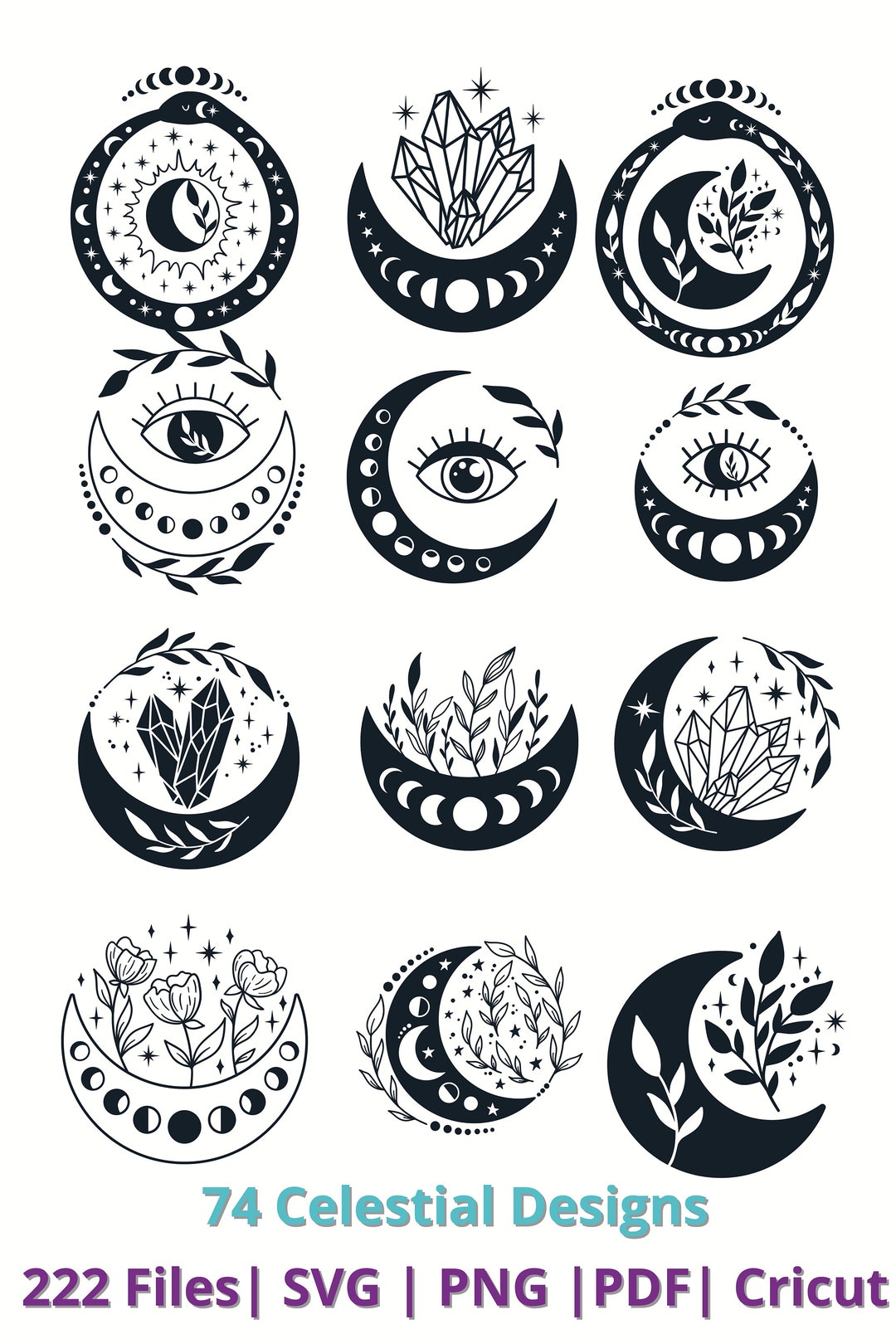 Single Layer, Bundle 74 Celestial Designs SVG, Zodiac SVG Bundle, Svg ...