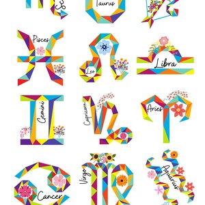 12 Zodiac Rainbow Signs SVG, Zodiac Signs Svg, SVG Bundle, Horoscope ...