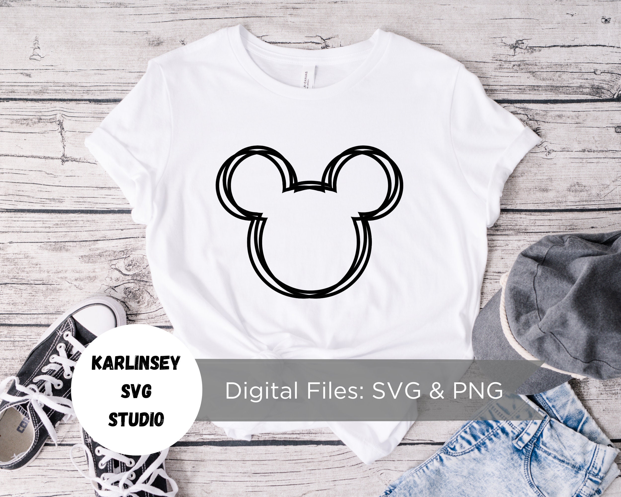 Mickey Mouse Head Design Element, SVG, PNG, Cut File, Silhouette ...
