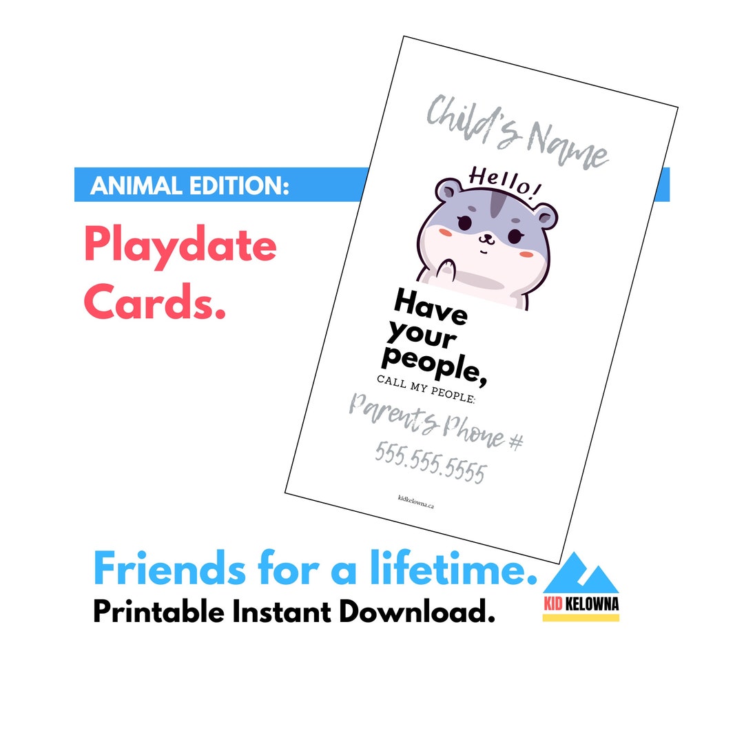 Playdate Cards: Animal Edition, Charming Contact Cards for Kids - Etsy
