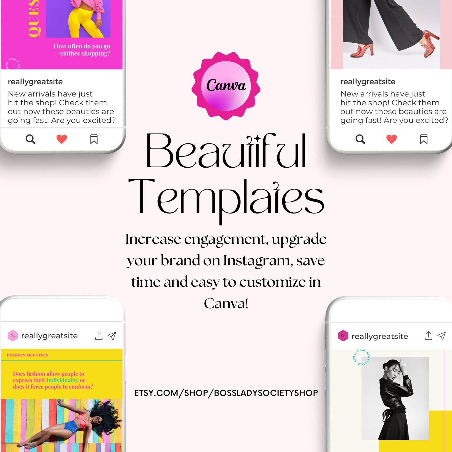300 Instagram Second Hand Sustainable Fashion Canva Templates Bundle ...