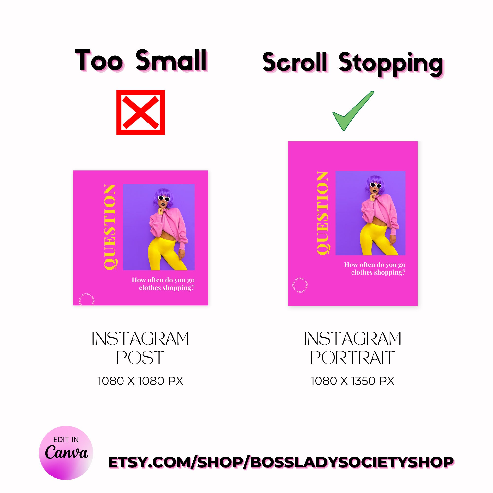 300 Instagram Second Hand Sustainable Fashion Canva Templates Bundle ...