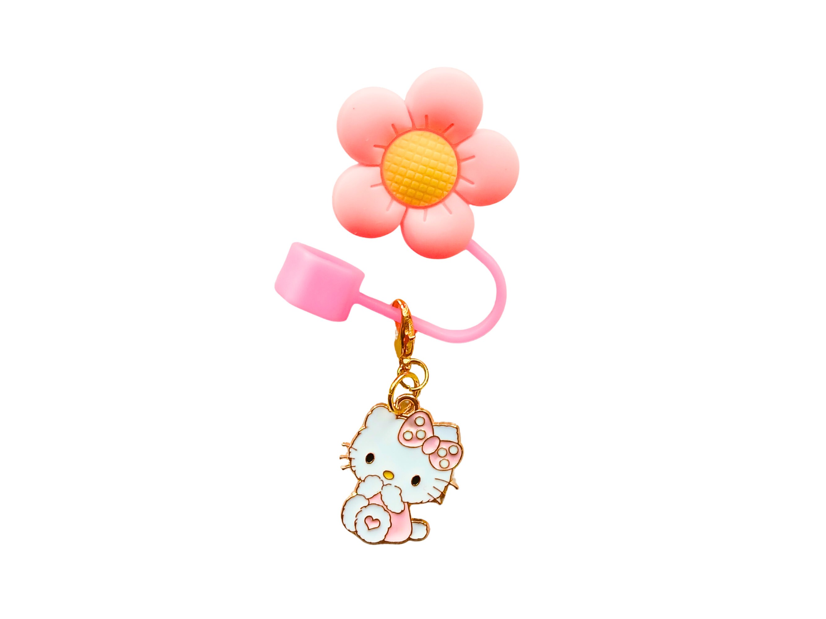 Flower Straw Cover Topper With Hello Kitty Charm, Fits 10mm Straws - Etsy