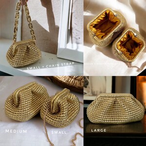 Large Gold Metallic Leather Pouch Clutch Bag | Handmade Evening Bag ...