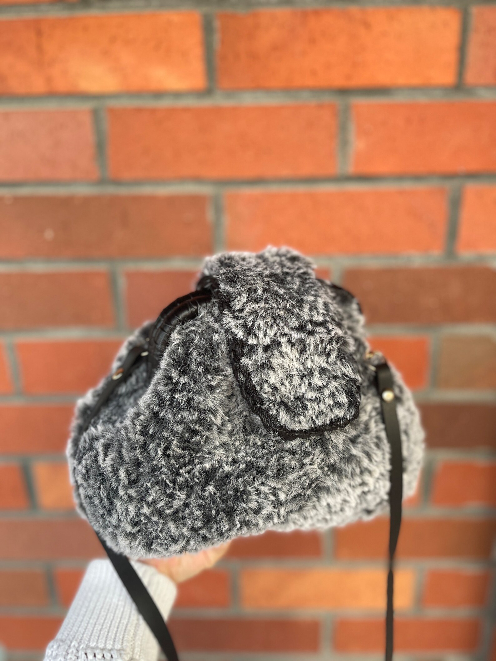 Handmade Faux Furry Vegan Leather Detailed Fluffy Pouch and - Etsy