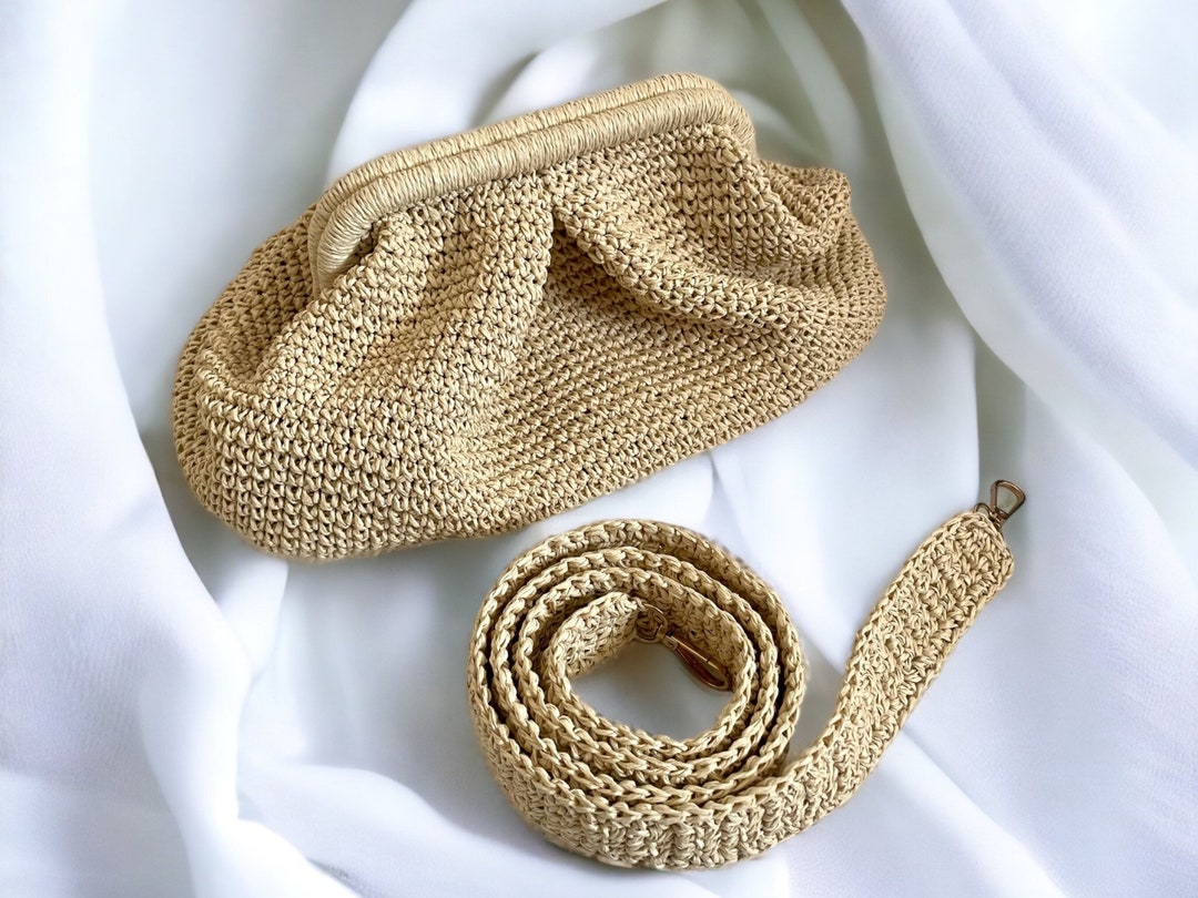 Natural Cream Raffia Pouch Clutch Bag | Boho Bridal Clutch | Straw ...
