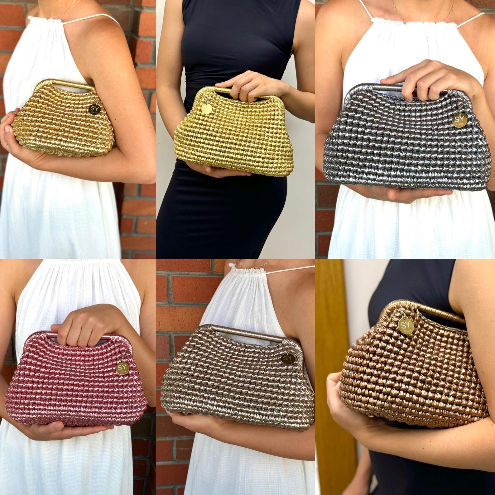 Woven Vegan Leather Clutch: Metallic Green Top Handle Bag - Etsy