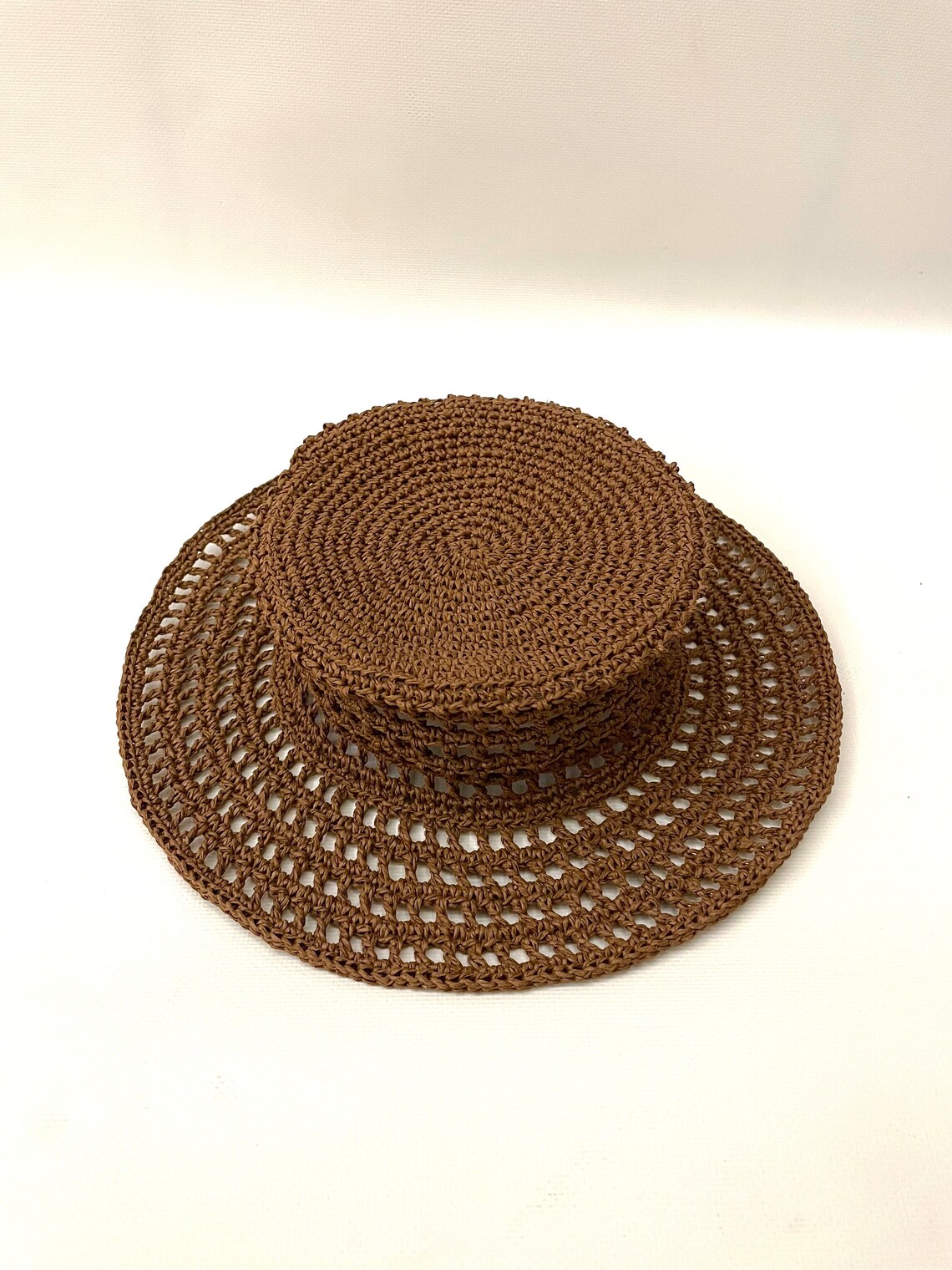 Brown Handmade Crochet Bucket Hat Raffia Hat Summer - Etsy