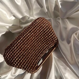 Bronze Knitting Metallic Leather Pouch Clutch Purse Bag | Beach Wedding ...