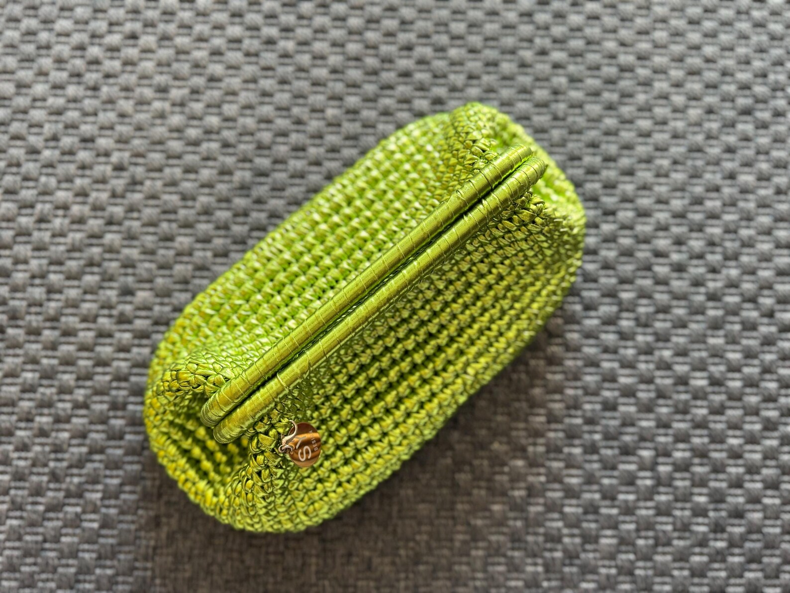 Woven Vegan Leather Clutch: Metallic Green Top Handle Bag - Etsy