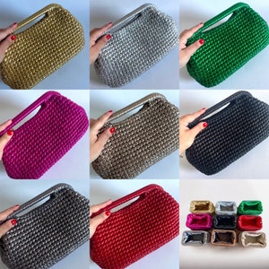 Gold Woven Metallic Raffia Leather Pouch Clutch Hand Bag Evening ...