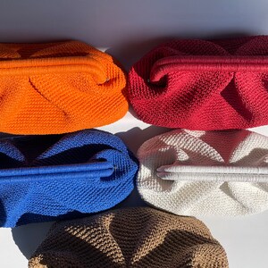 Saxe Blue Crochet Raffia Pouch Clutch Bag | Straw Beach Clutch ...