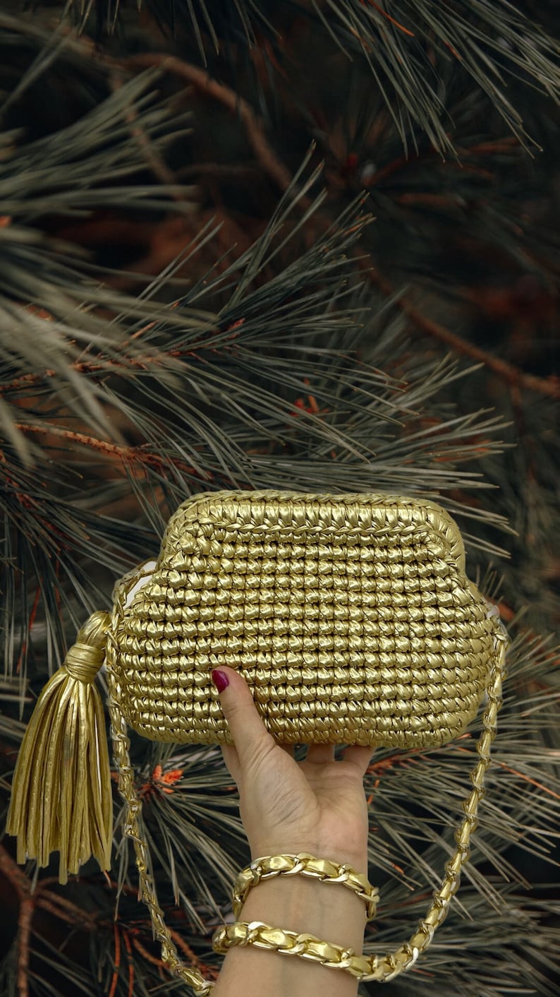 Cocktail Gold Purse for Luxurywomenmetallic Raffia Evening - Etsy