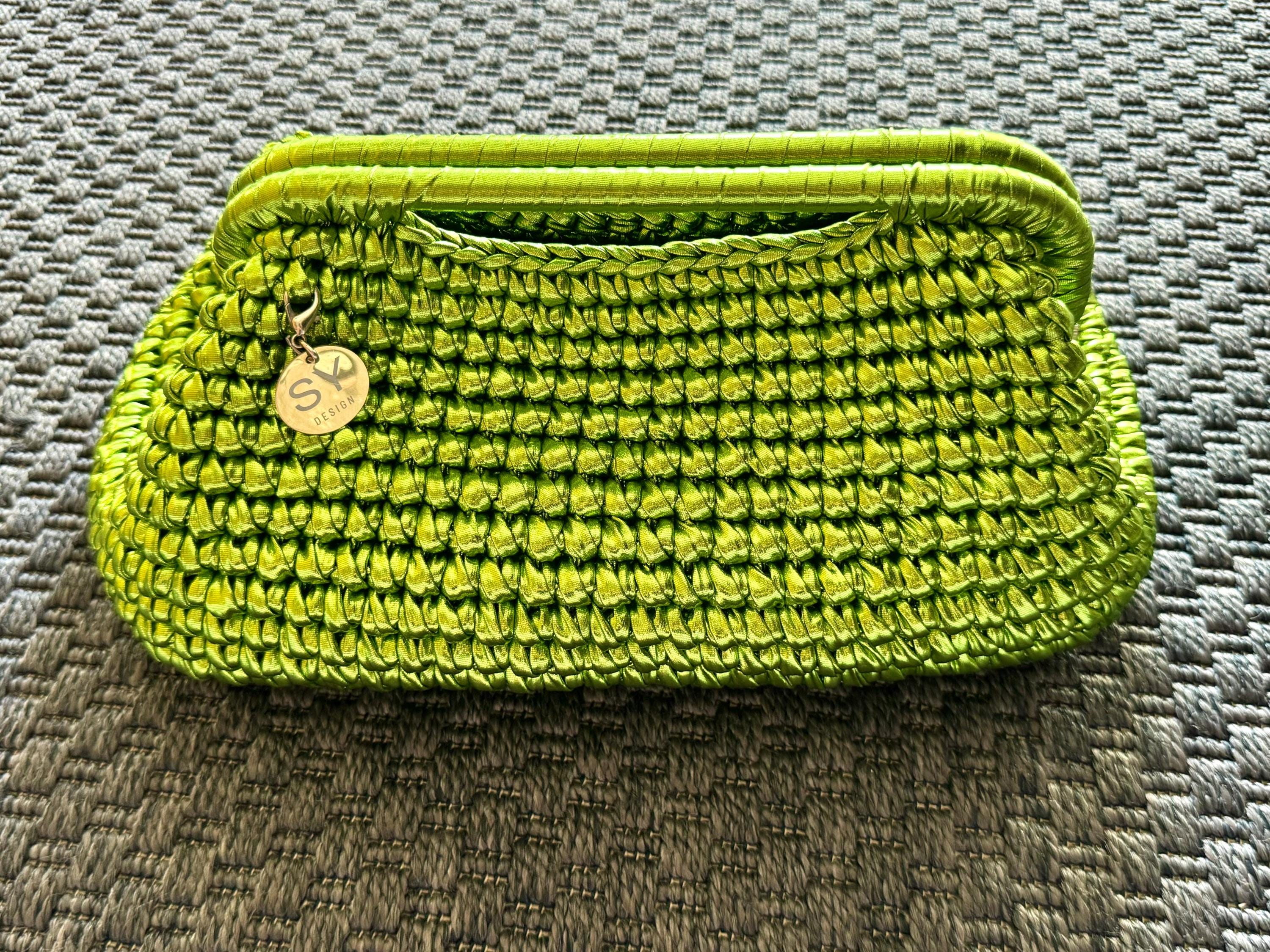 Woven Vegan Leather Clutch: Metallic Green Top Handle Bag - Etsy